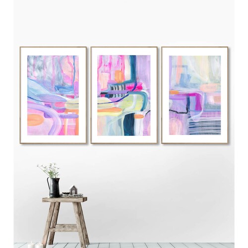 Horizontal Large Wall Art Colorful Art Print Floral Painting - Etsy
