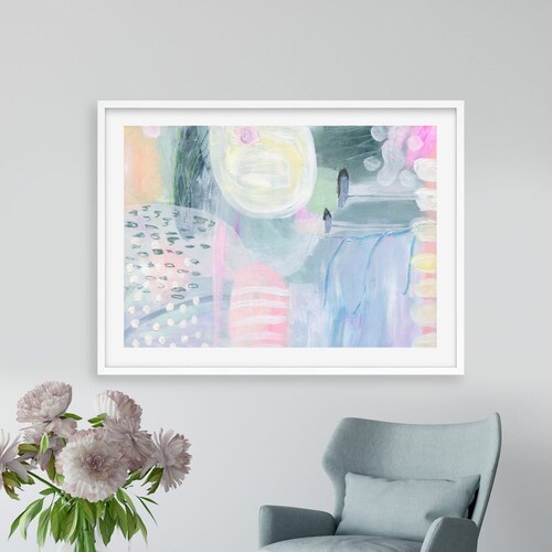 Horizontal Large Wall Art Colorful Art Print Floral Painting - Etsy