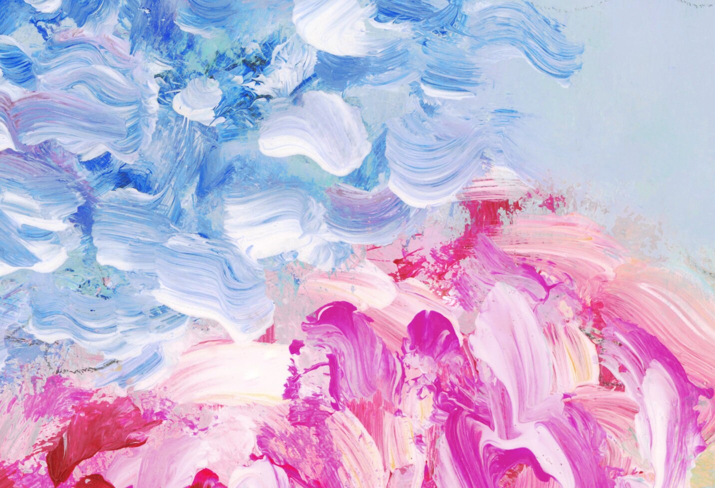 Pastel Floral Painting Horizontal Art Print Bright Colorful - Etsy