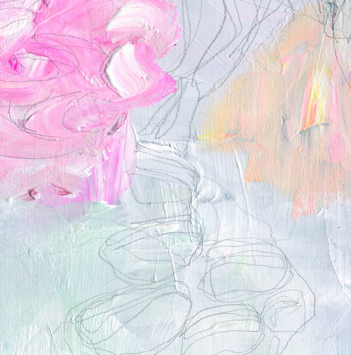 Horizontal Large Wall Art Colorful Art Print, Floral Painting Abstract ...