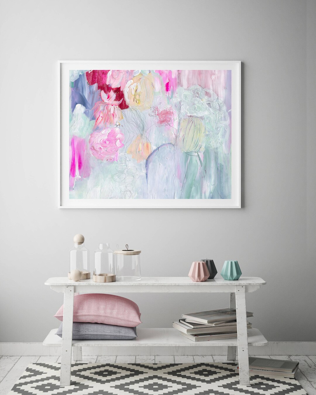 Horizontal Large Wall Art Colorful Art Print Floral Painting - Etsy