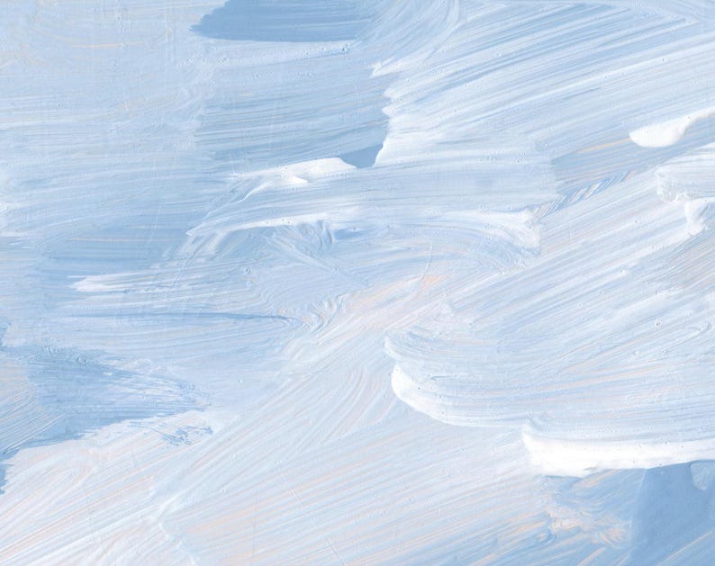 Light Blue Abstract Landscape Wall Art, Coastal Sky Canvas Print, Large ...