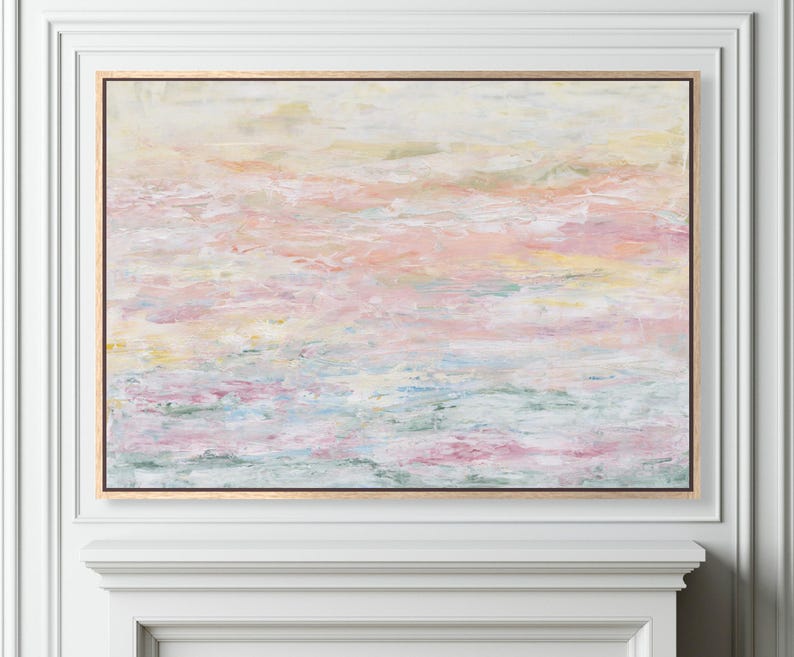 Pastel Landscape Wall Art, Large Horizontal Wall Art, Abstract Colorful ...