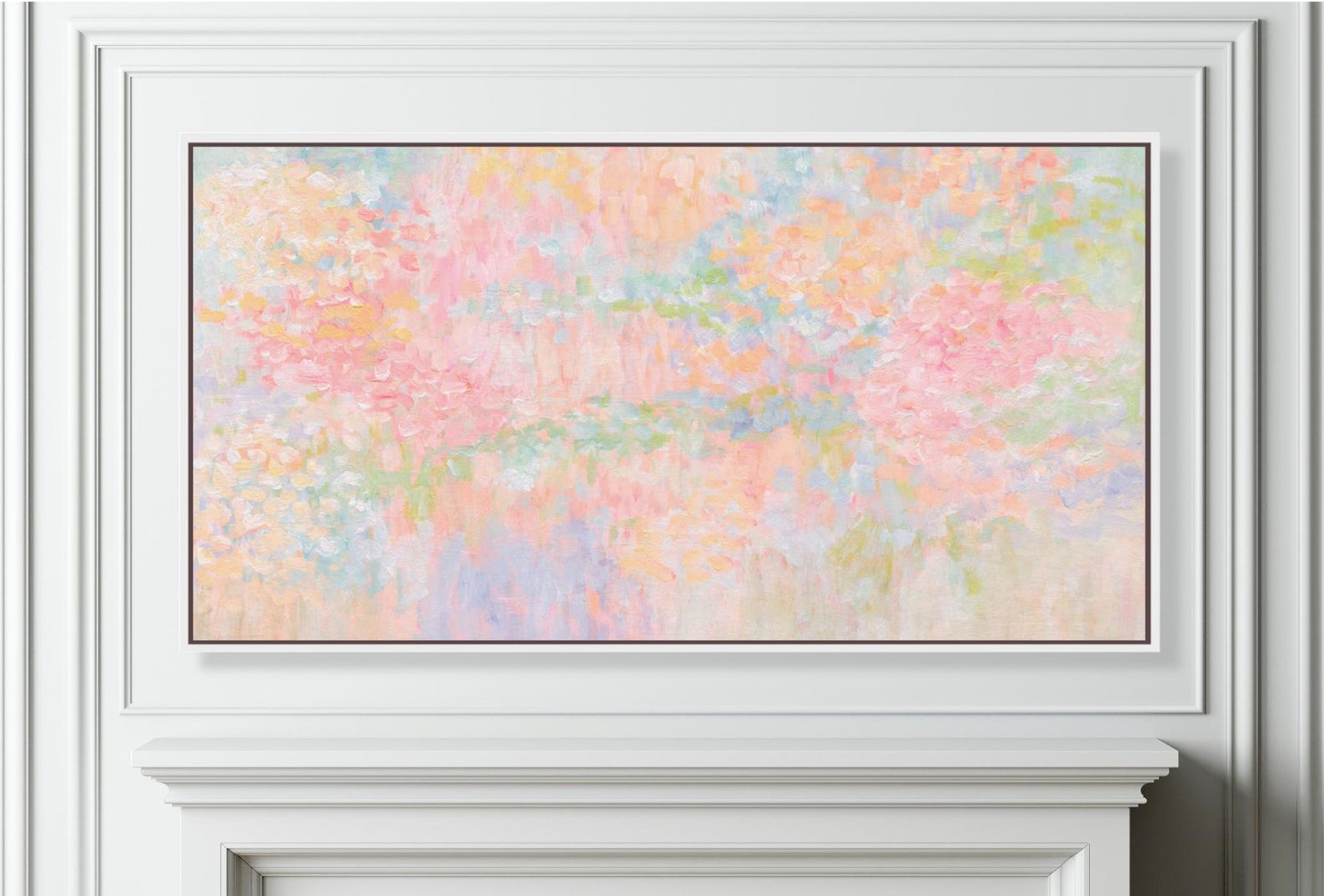 Floral Impressionist Painting Long Horizontal Living Room Wall Art ...