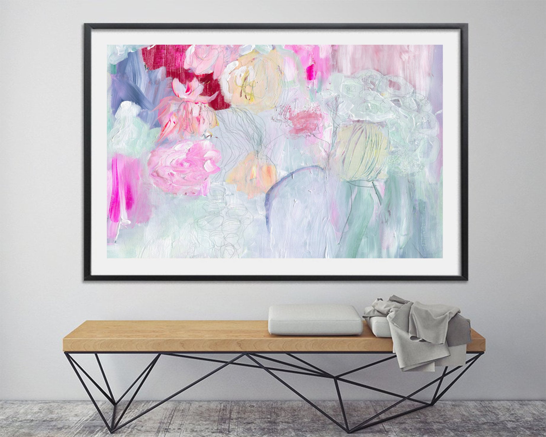 Horizontal Large Wall Art Colorful Art Print, Floral Painting Abstract ...