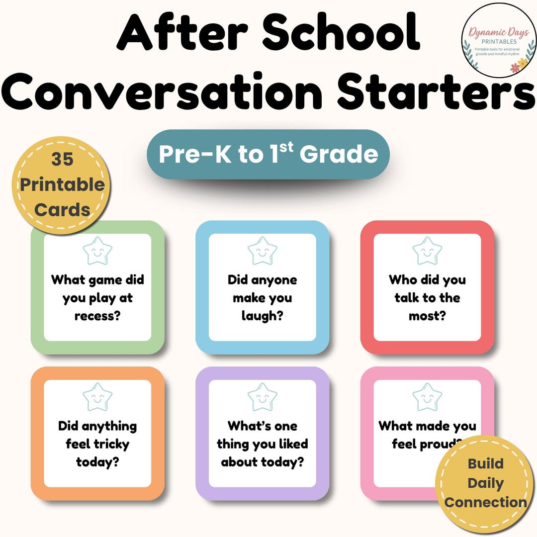After School Conversation Cards for Kids | 35 Printable Prompts Pre-k ...
