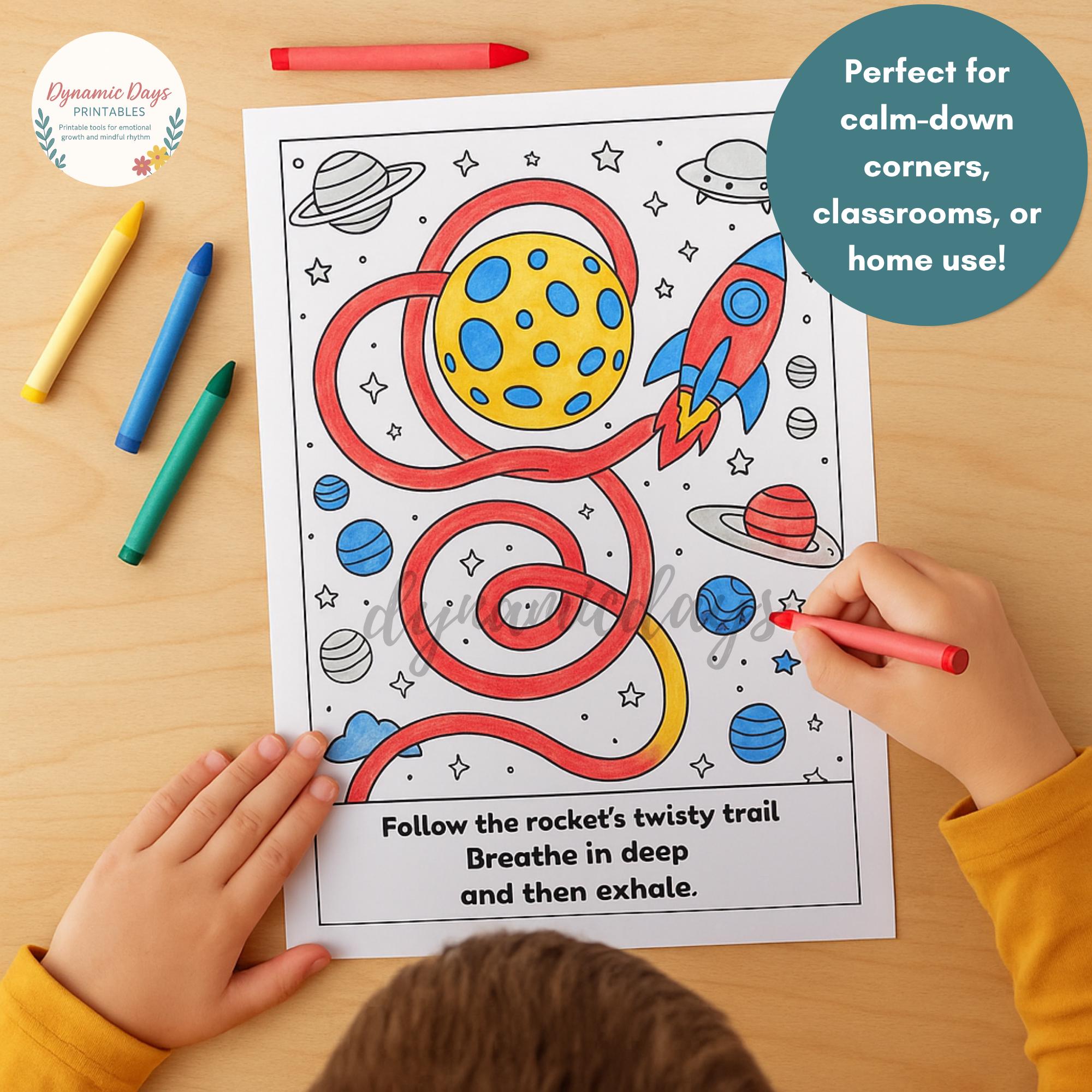 Mindful Breathing Coloring Pages for Kids, Calm Down Activities ...