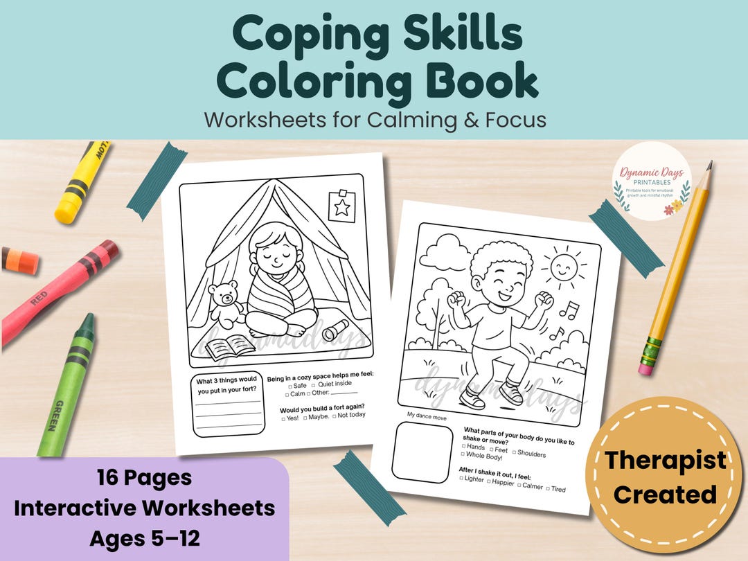 Coping Skills Coloring Pages: Kids' Calm Down Activities (PDF Printable ...