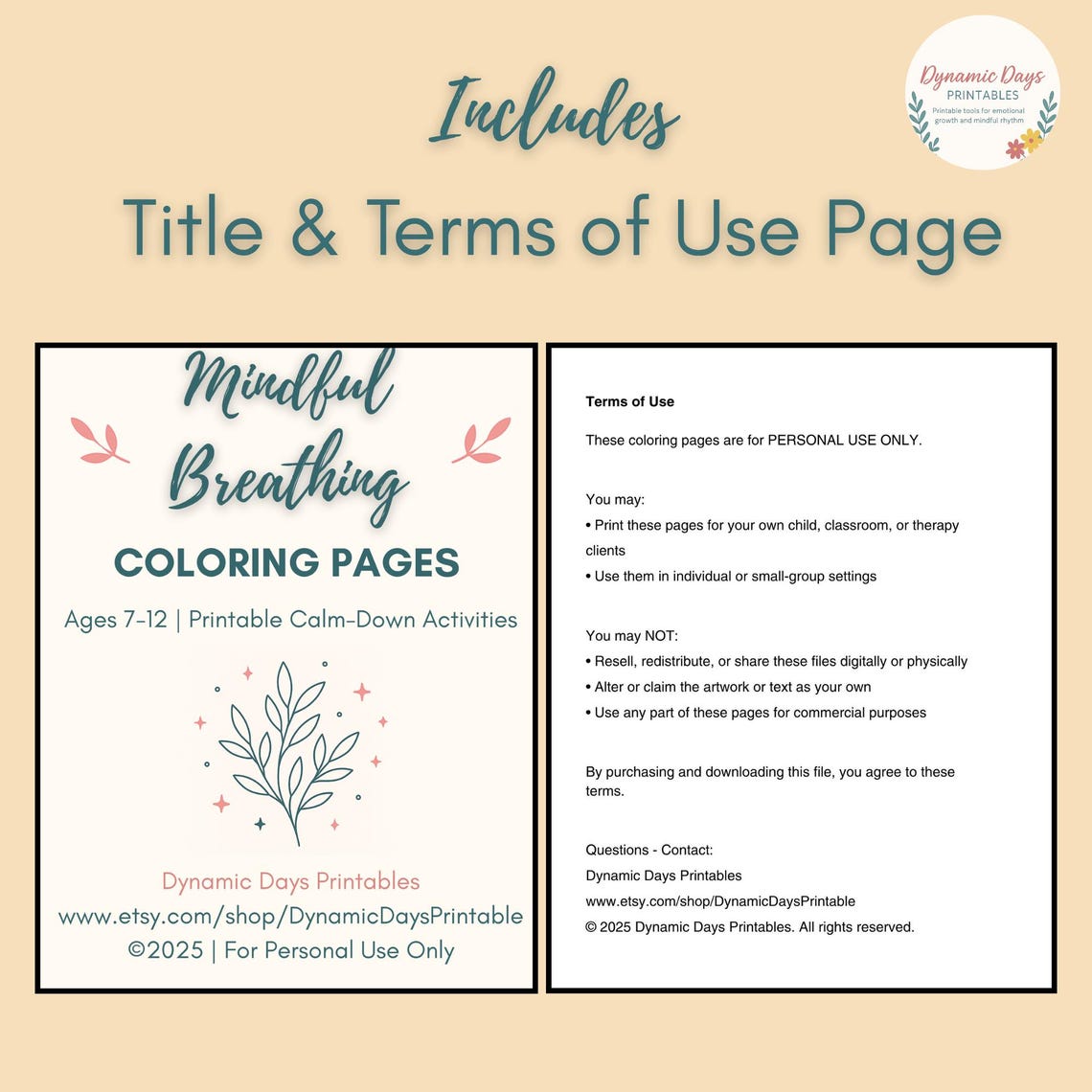 Mindful Breathing Coloring Pages for Kids + Calm Down Activities for ...