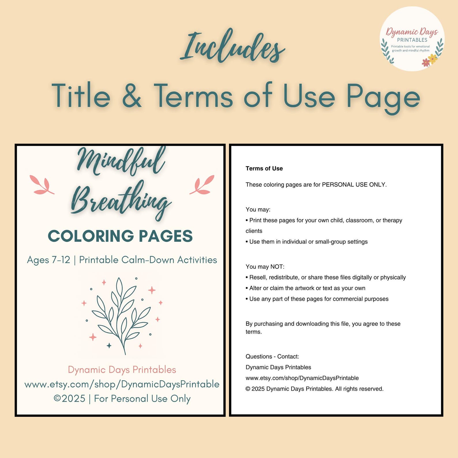 Mindful Breathing Coloring Pages for Kids + Calm Down Activities for ...