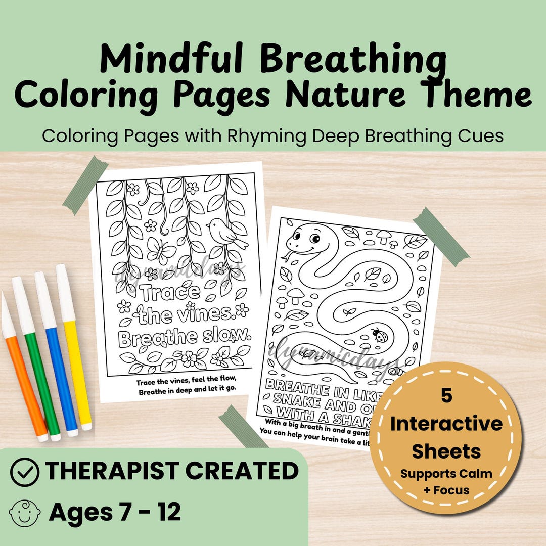 Mindful Breathing Coloring Pages for Kids + Calm Down Activities for ...