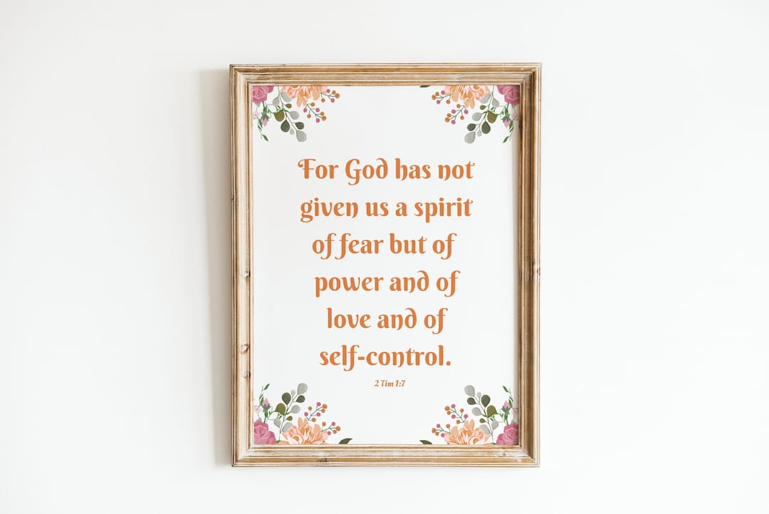 Bible Verse Prints| 2 Tim 1:7 Floral Border | Christian Wall Art ...
