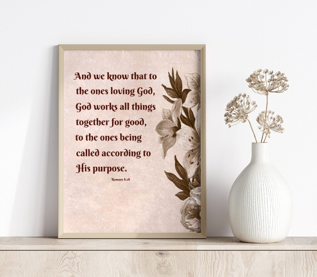 Bible Verse Prints| Romans 8:28 | Scripture Poster| Catholic Wall Art ...