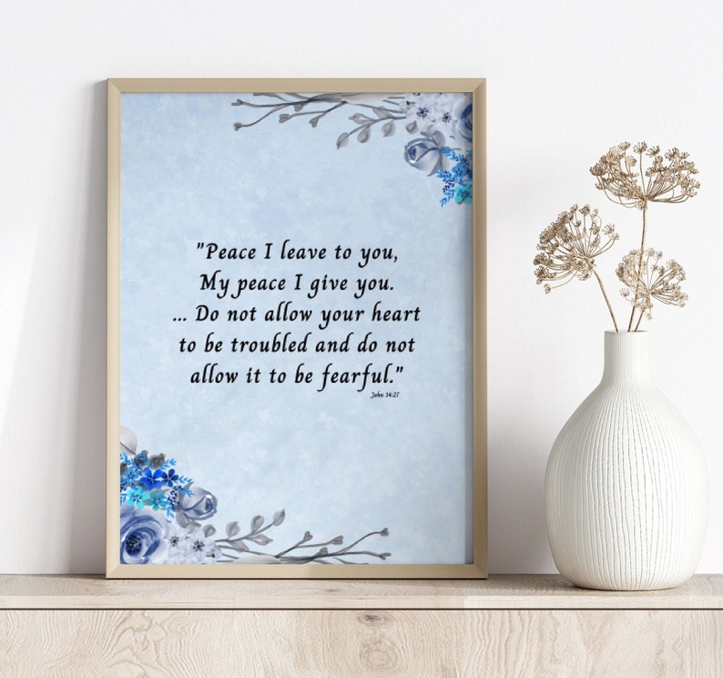 John 14:27| Bible Verse Prints| Vine Border| Christian Wall Art ...
