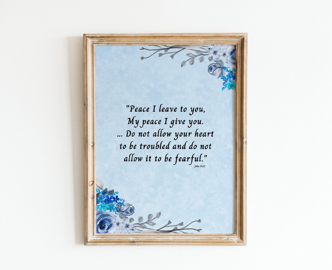John 14:27| Bible Verse Prints| Vine Border| Christian Wall Art ...