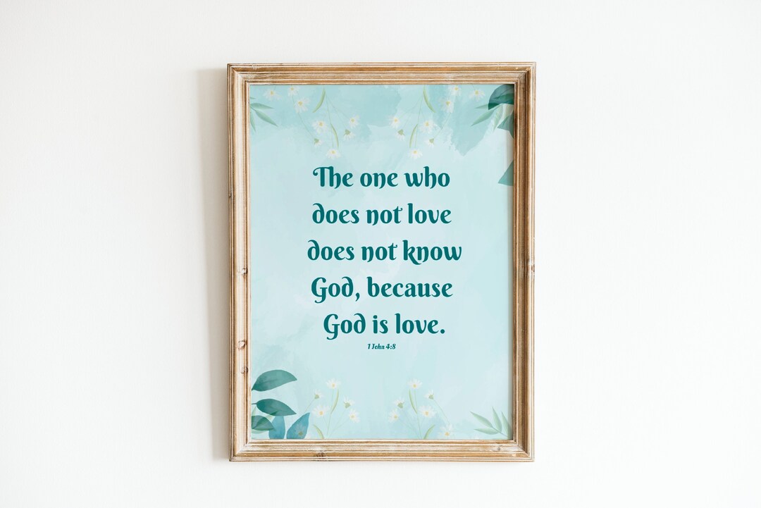 Bible Verse Prints| 1 John 4:8 Green Leaves| Christian Wall Art ...