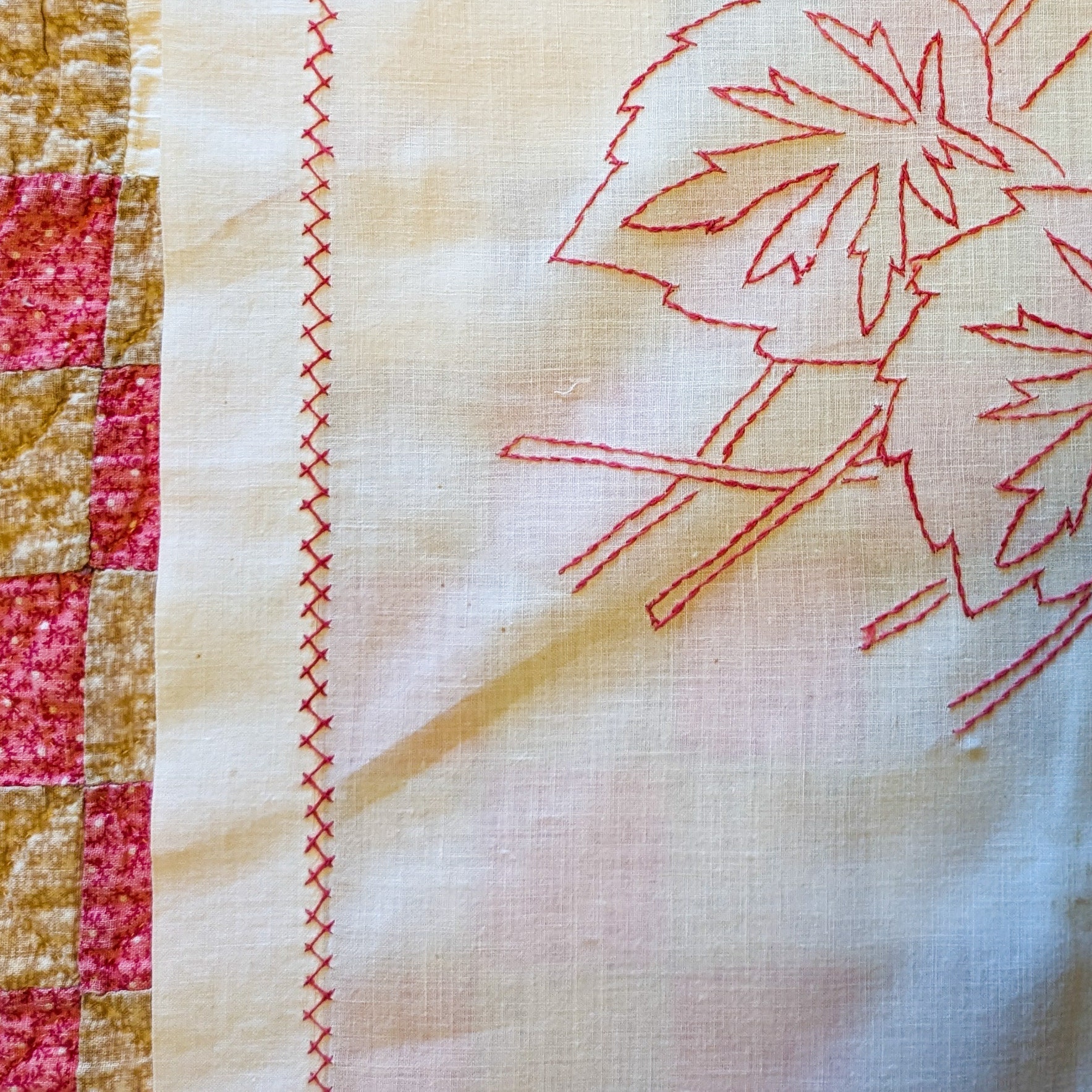 Antique Victorian Redwork-turkey Work Layover Pillow Sham Pair, 1900 ...