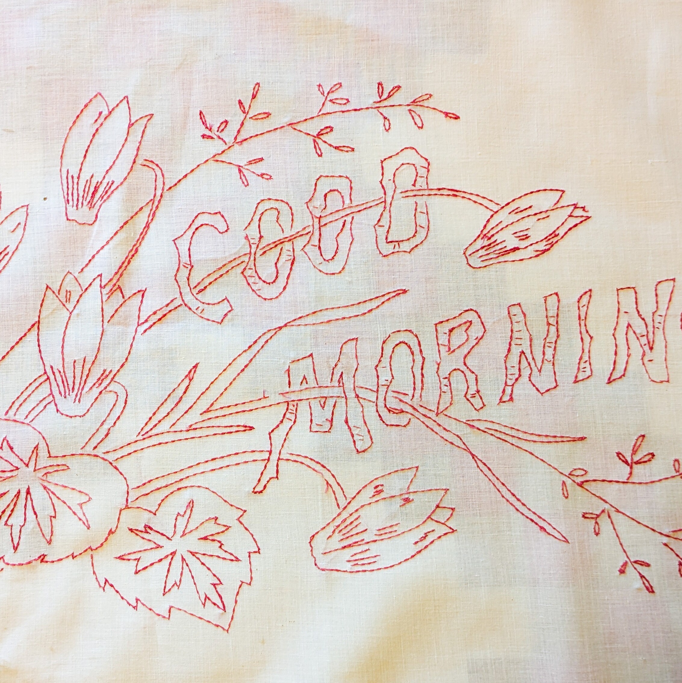 Antique Victorian Redwork-turkey Work Layover Pillow Sham Pair, 1900 ...