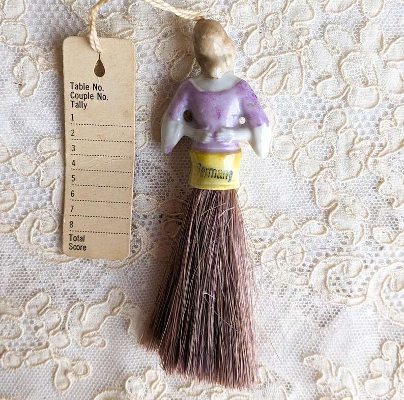 Vintage Porcelain Half Doll Brush Tally Cards: Unique 1930s Germany Ace ...