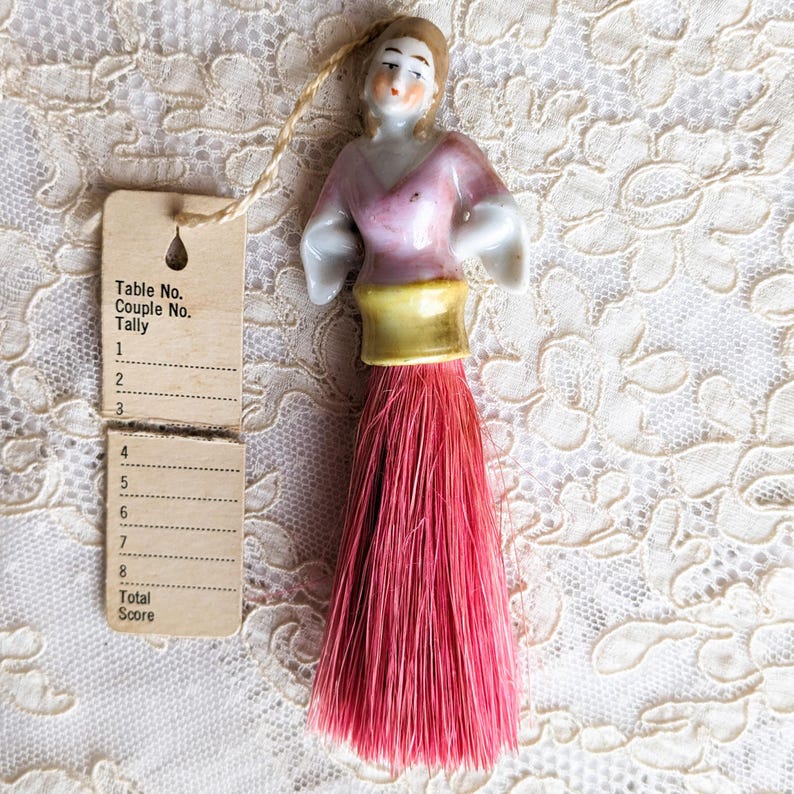 Vintage Porcelain Half Doll Brush Tally Cards: Unique 1930s Germany Ace ...