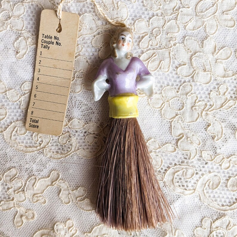 Vintage Porcelain Half Doll Brush Tally Cards: Unique 1930s Germany Ace ...