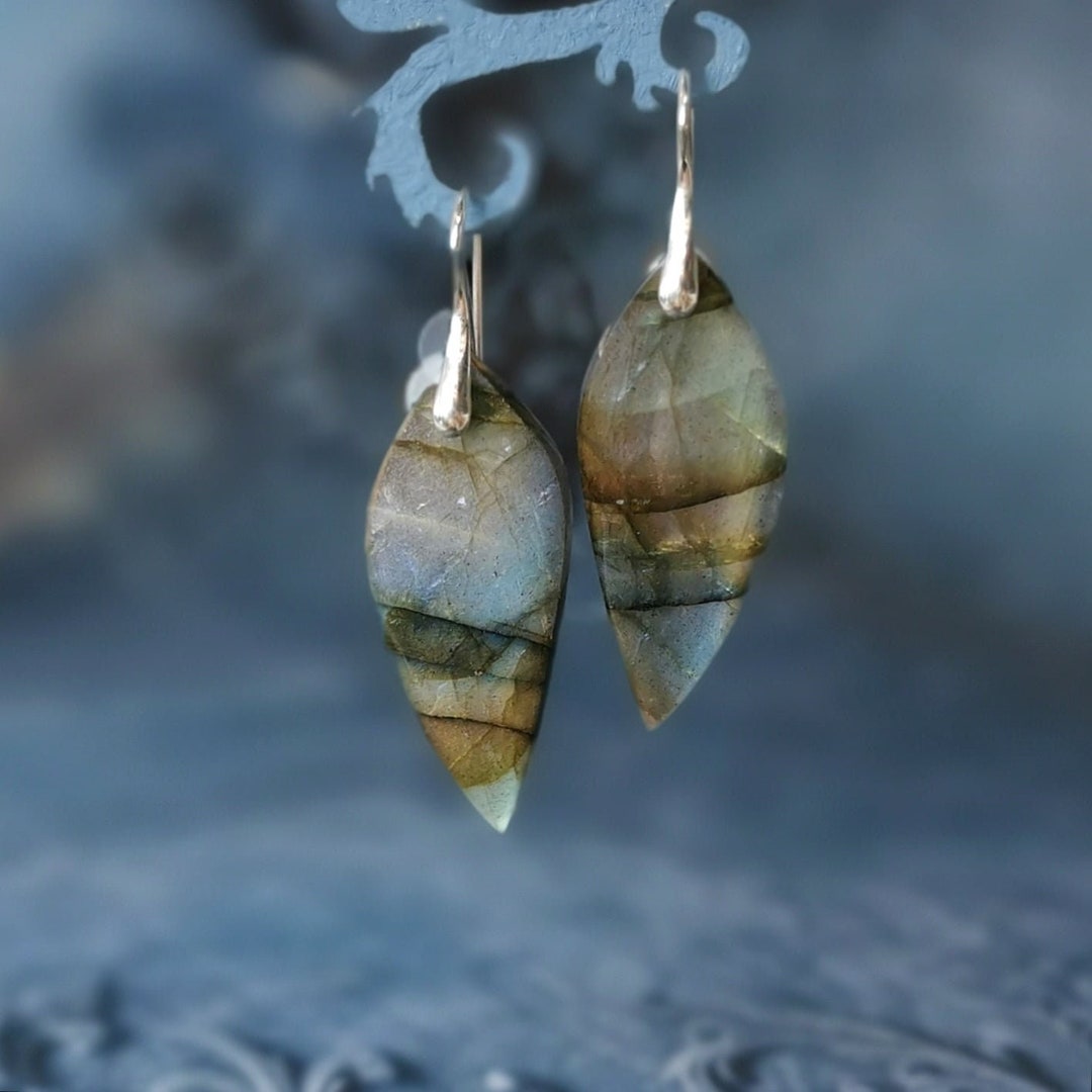 Rainbow Labradorite Earrings Spectrolite Silver Gold Rose Gold Crystal ...