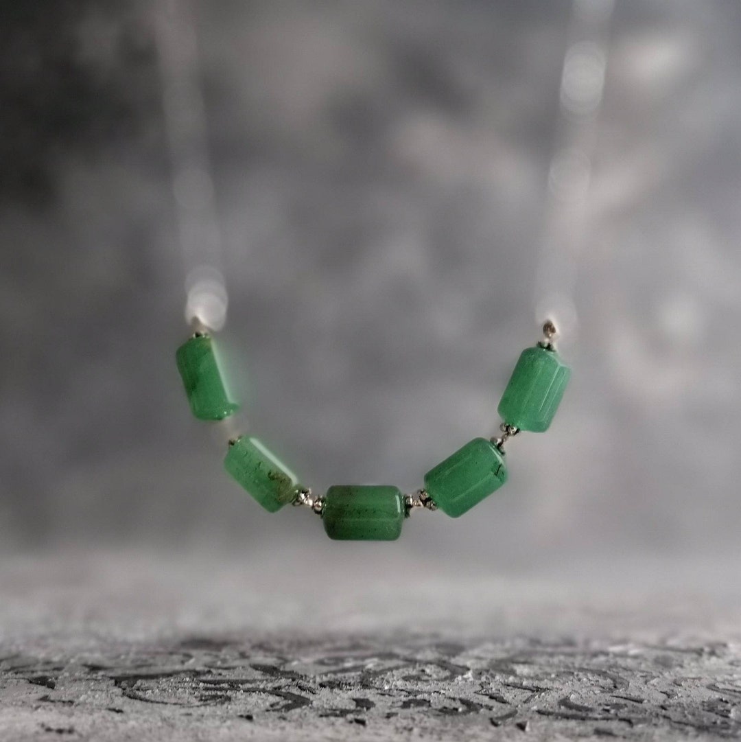 Green Jade Necklace, Nephrite Jade Jewelry, Sterling Silver Necklace ...