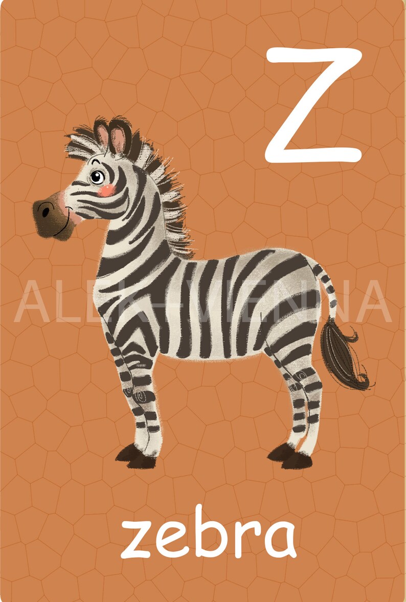 English Animal Alphabet Card Set, Nursery Wall Cards, Animal Alphabet ...