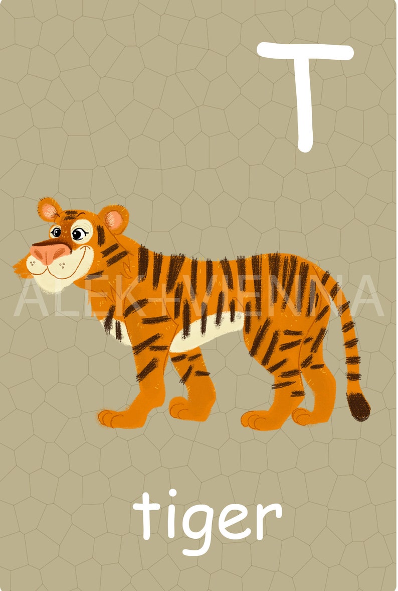 English Animal Alphabet Card Set, Nursery Wall Cards, Animal Alphabet ...