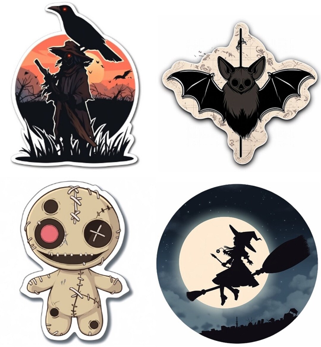 Pack of 8 Halloween Stickers / Decals, High-quality Vinyl for Laptops ...