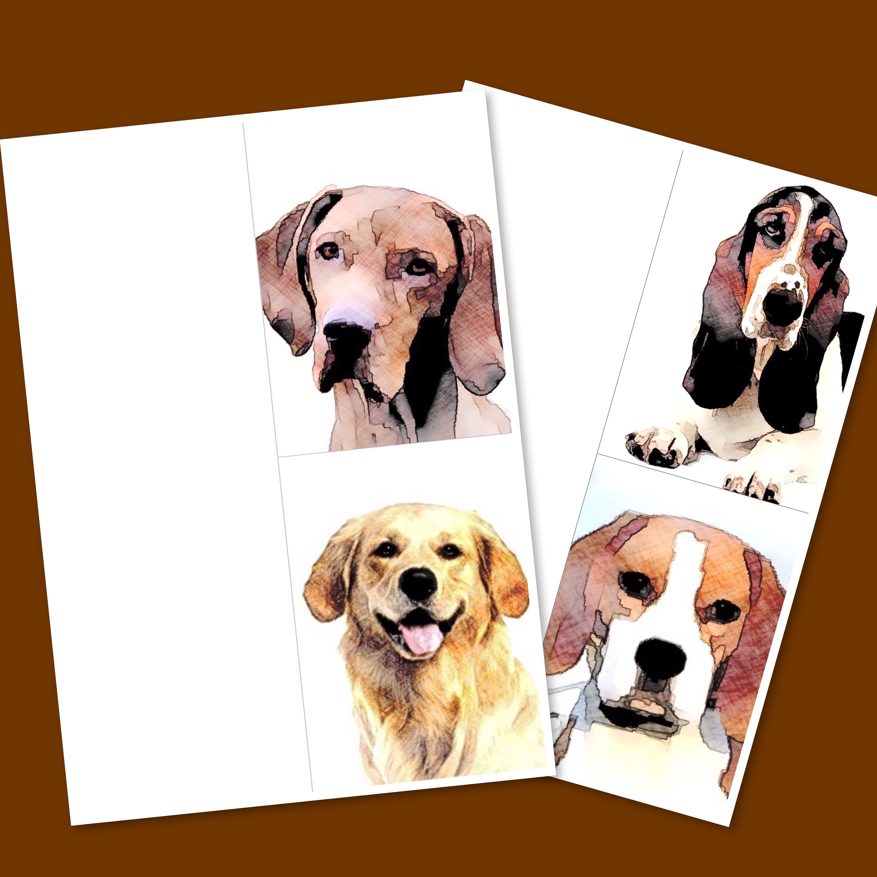 Print Yourself Dog Greeting Cards, Dogs Watercolour Artwork, Set 4 ...