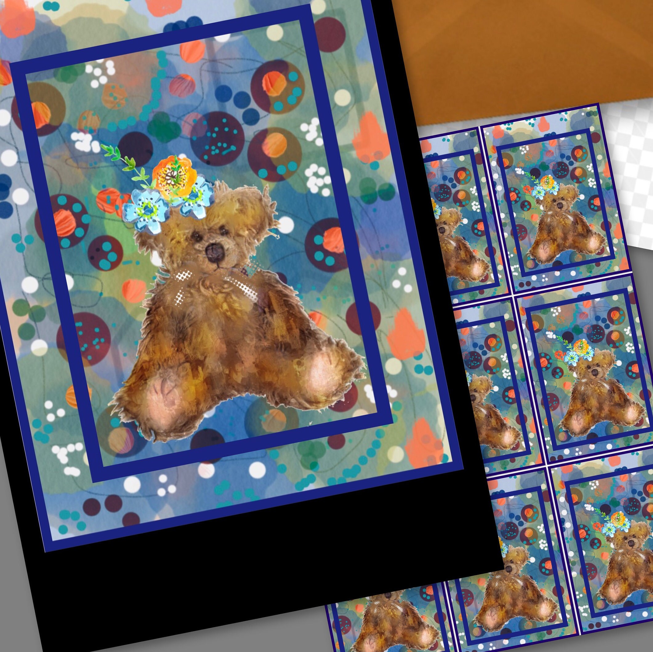 Teddy bear printable card and stickers teddy card teddy | Etsy