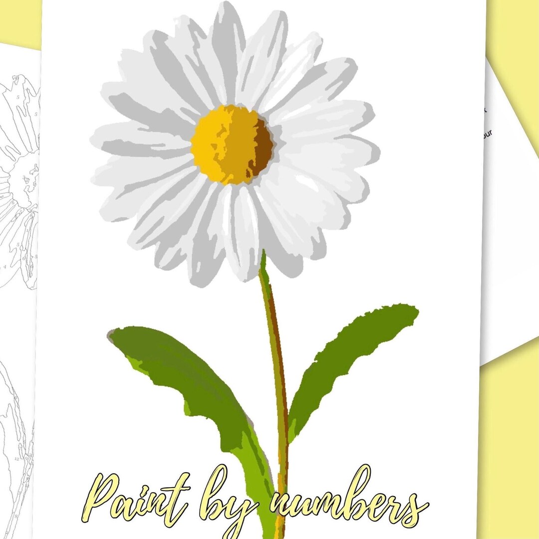 White Daisy Paint by Numbers, Printable, Instant Downloads, Relaxing ...