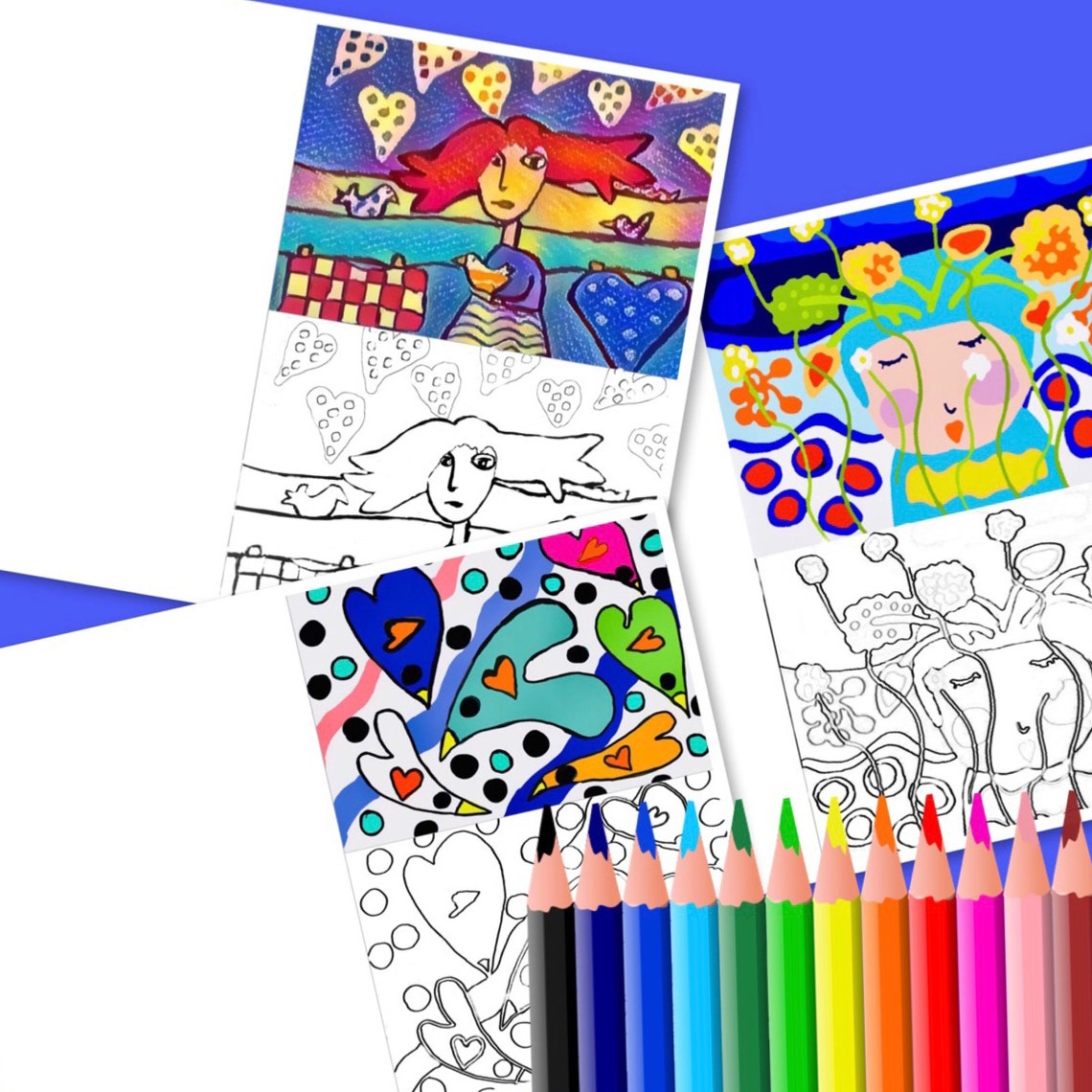 DIY Kit Colouring in Cards Printable / Bright Original - Etsy Australia