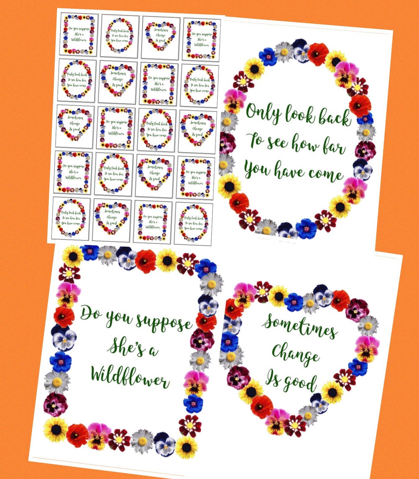 Collage Printable Sayings Sheetscards and Stickers - Etsy Australia