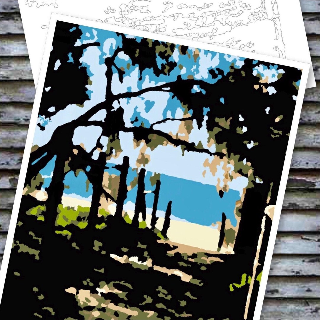 Abstract Seascape Paint by Numbers: DIY Beach Scene (printable) - Etsy