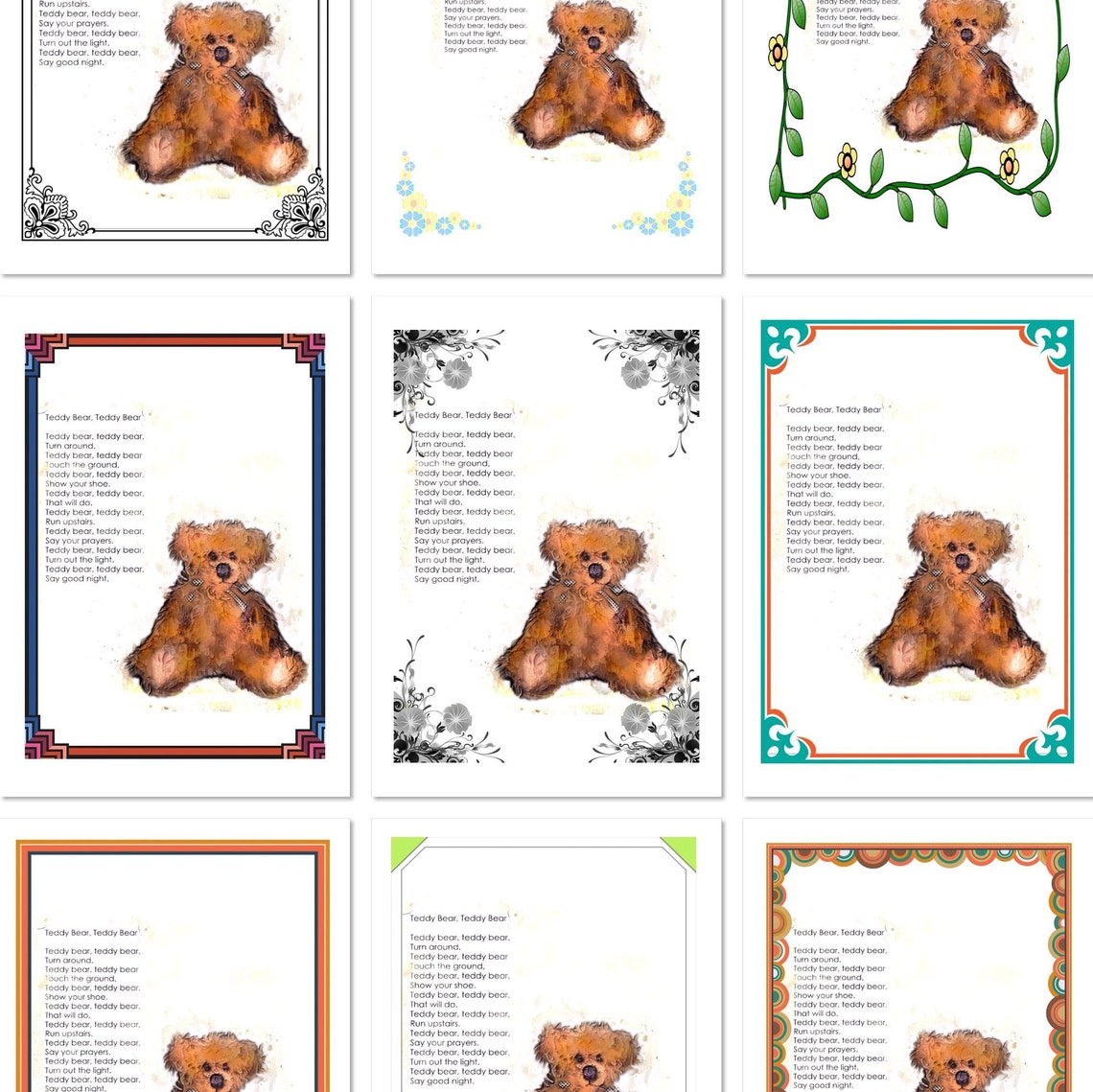 Printable Teddy Bear Clipartnursery Teddy | Etsy Australia