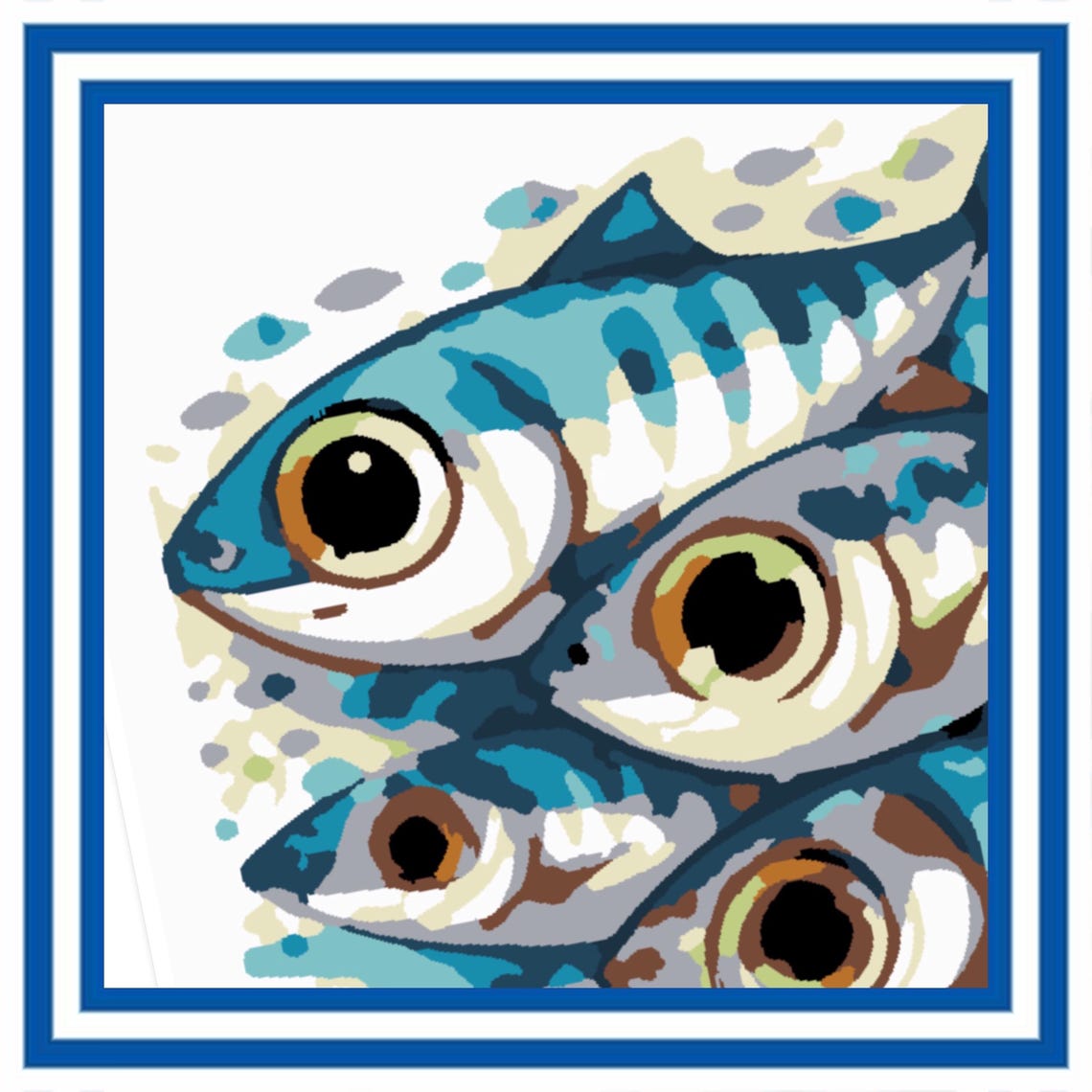Sardines Paint by Numbers: DIY Collage & Embroidery (instant Download ...