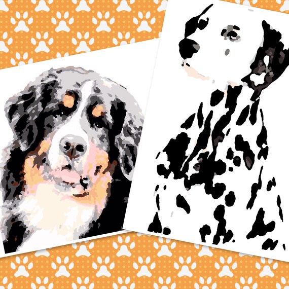 Dogs Paint by Numbers Diy Dog Painting Print at Home - Etsy