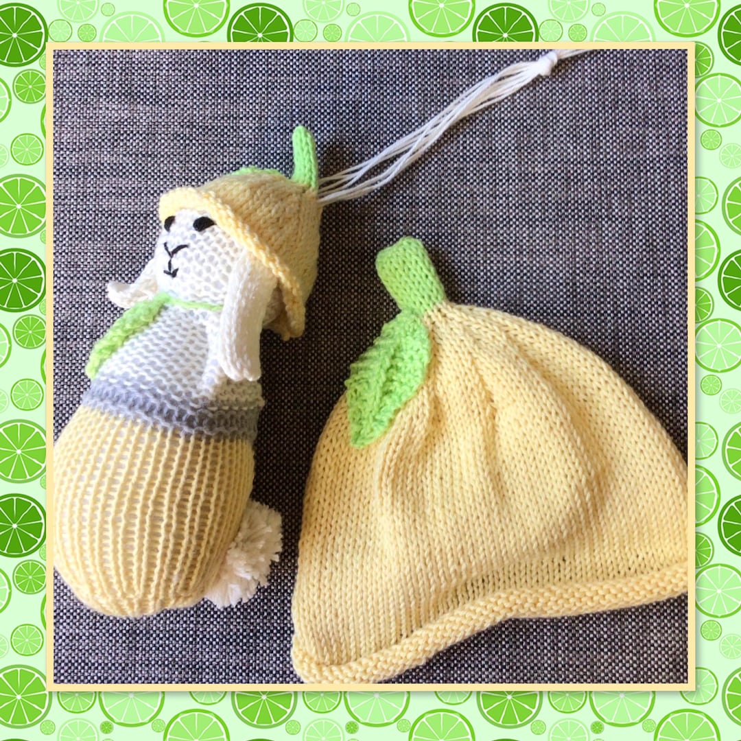 Knitted Lemon Baby Hat & Citrus Rabbit Set: Easy Knit Pattern - Etsy
