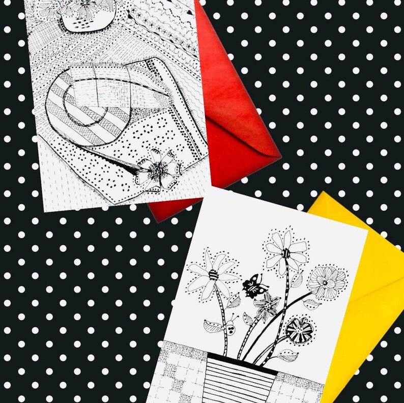 Printable Zentangle Cards/instant Downloads. Set of Two | Etsy