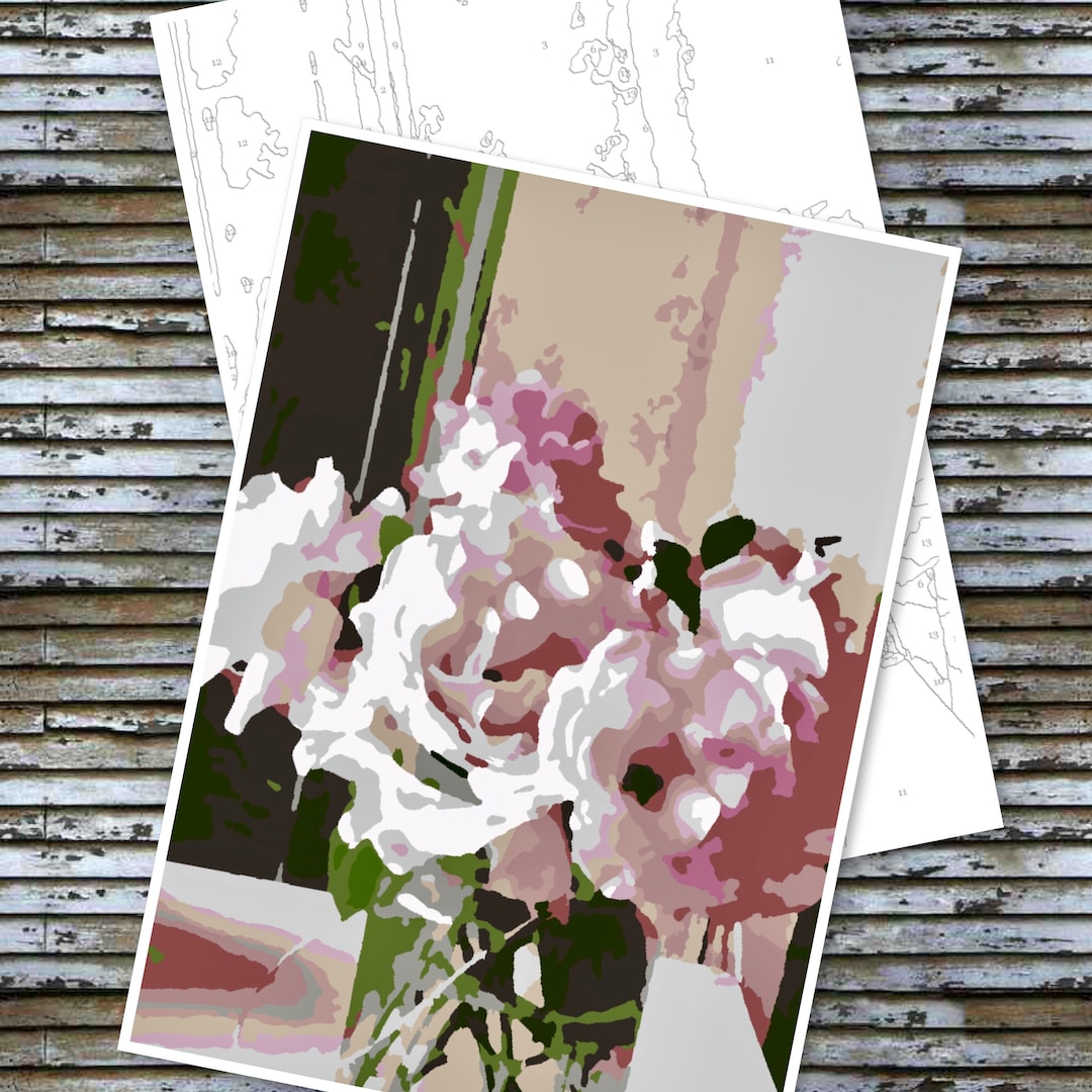 Flowers Paint by Numbers/roses Diy Painting/printable/diy - Etsy