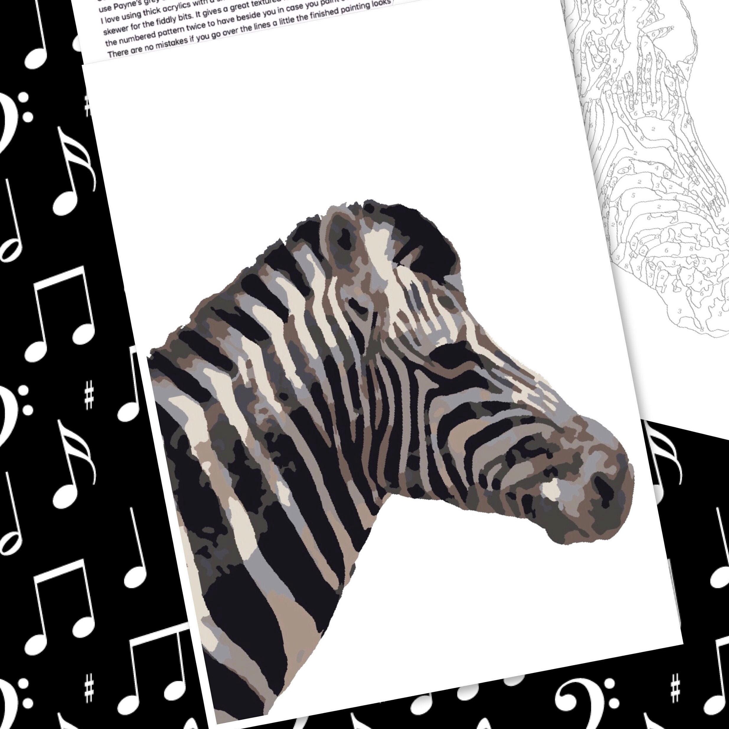 Zebra Paint by Numbers, Diy Artwork, Numbered Painting, Black and White ...