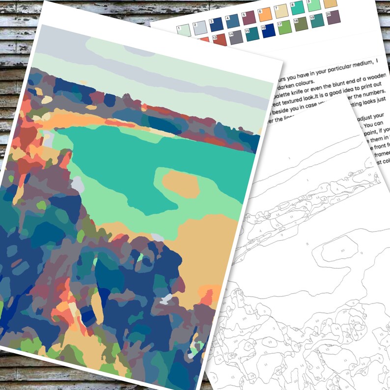 Abstract Seascape,paint by Numbers, Printable,diy Seascape Painting ...