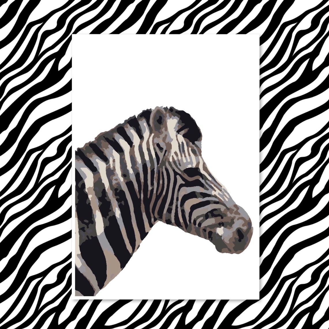 Zebra Paint by Numbers, Diy Artwork, Numbered Painting, Black and White ...