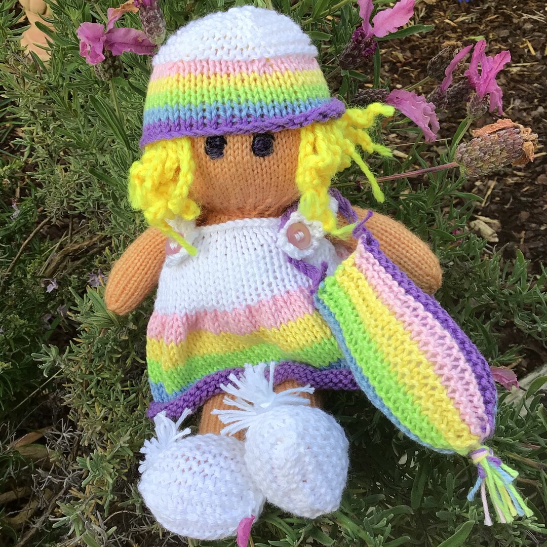 Cute Doll Knitted Pattern, Rainbow Clothes Pattern, Fits 10baby Doll ...