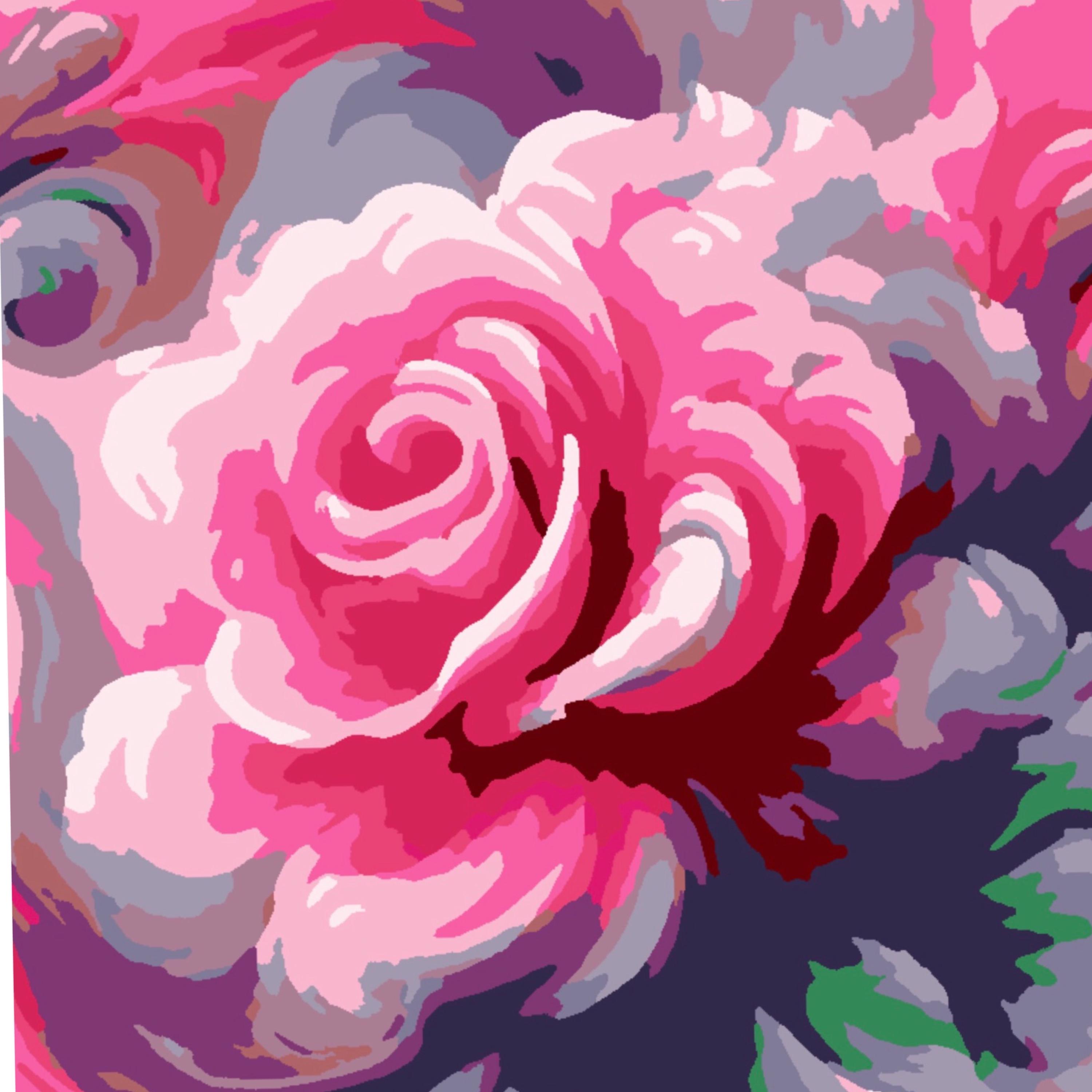 Pink Camellia, Modern Paint by Numbers, Printable, Textile,paper ...