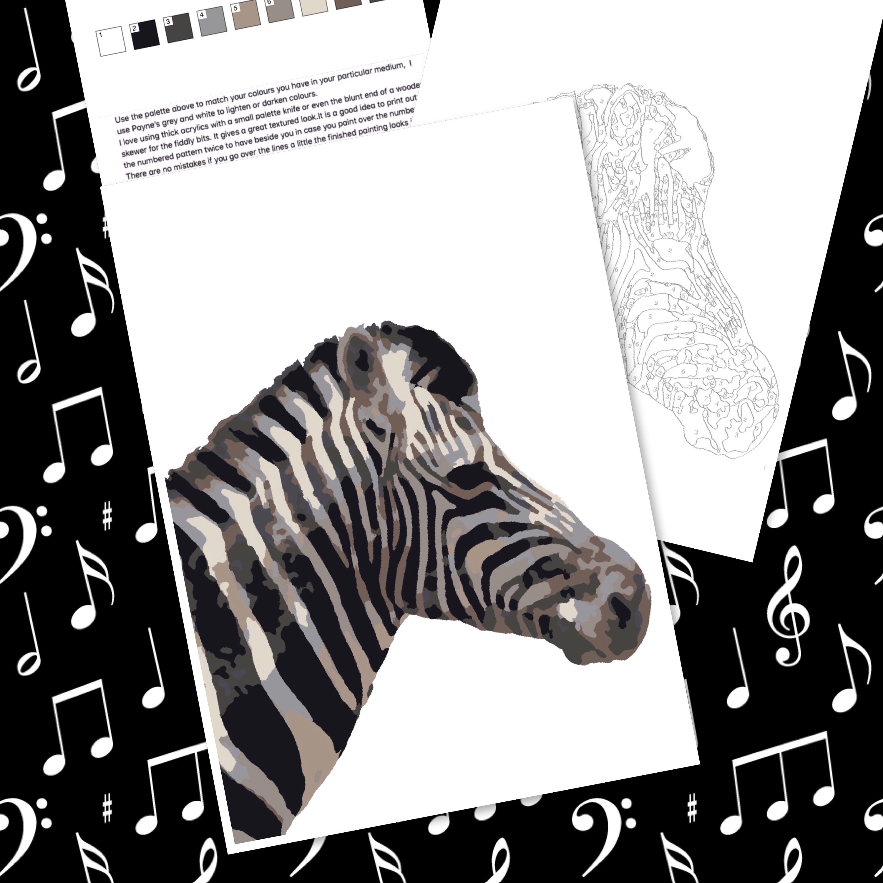 Zebra Paint by Numbers, Diy Artwork, Numbered Painting, Black and White ...