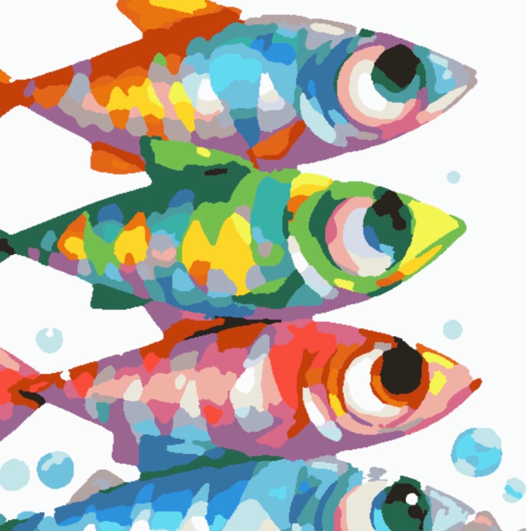 Sardines Paint by Numbers. Textile Paints, Collage, Slow Stitching ...