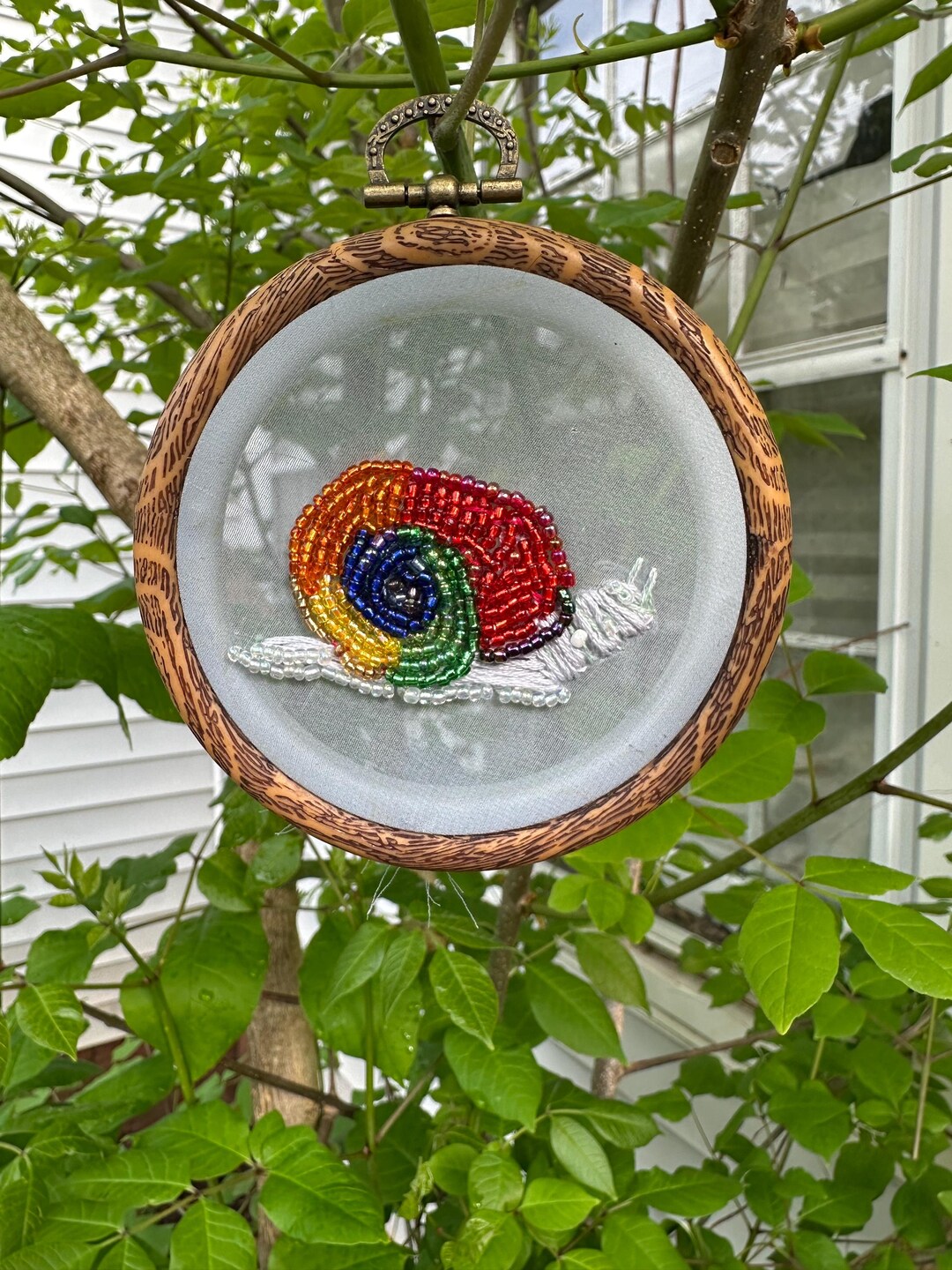 Small Rainbow Beaded Snail Embroidery - Etsy
